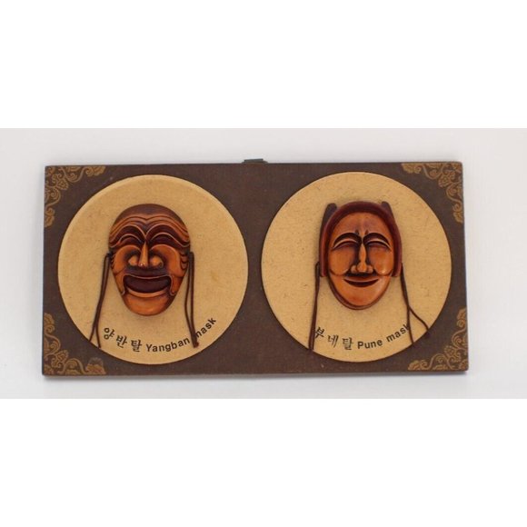 Wall Decor | Korean Art Traditional Masks Yangban Tal Bune Tal Mounted ...